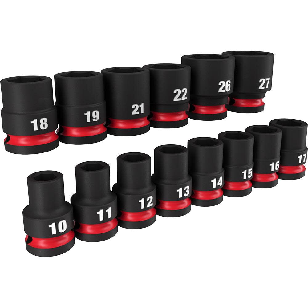 Milwaukee Impact Socket 1/2in Drive Metric Standard 6 Point 14pc 49-66 ...