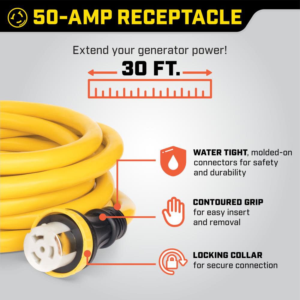 Champion Power Equipment 50 Amp Manual Transfer Switch with 30 ft Power ...