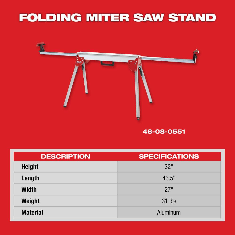 Milwaukee Folding Miter Saw Stand 48-08-0551 - Acme Tools