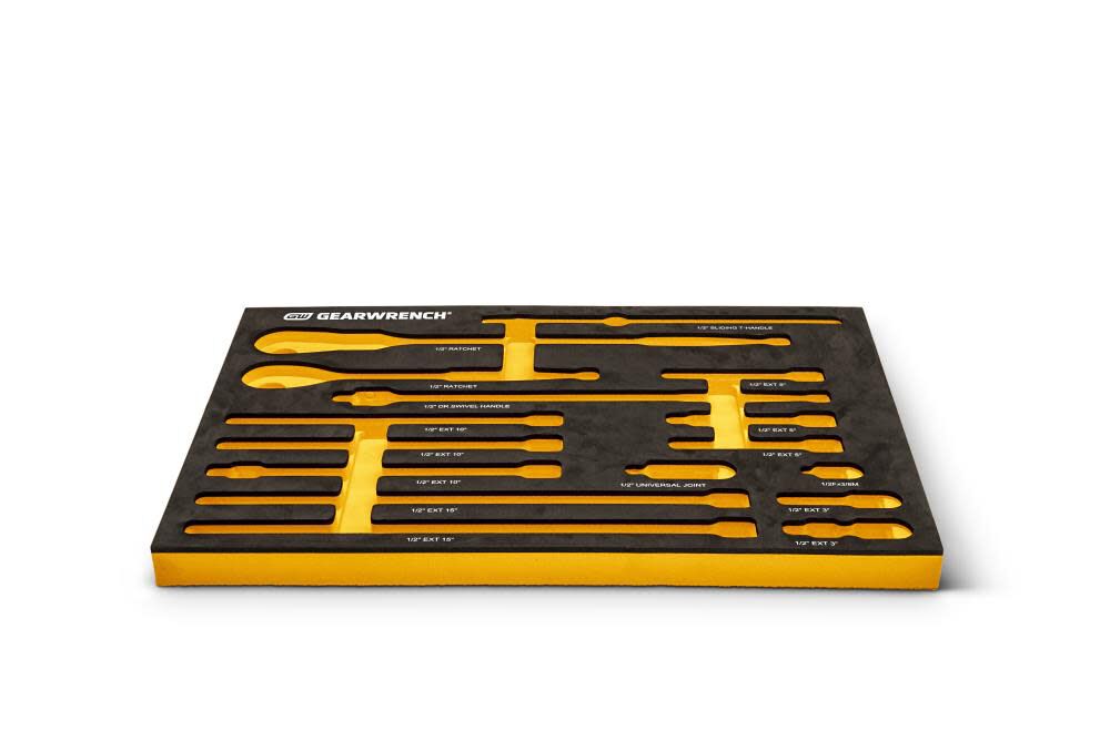 GEARWRENCH Ratchet & Drive Tool Set 1/2in 90T with EVA Foam Tray 16pc ...