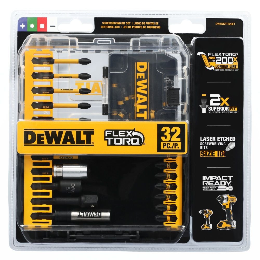 DEWALT Flextorq Impact Ready Impact Driver Bit Set With Toughcase ...