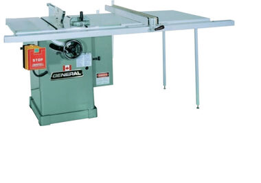 General International 10 in 3HP Cabinet Saw with 52 in Sliding Fence ...