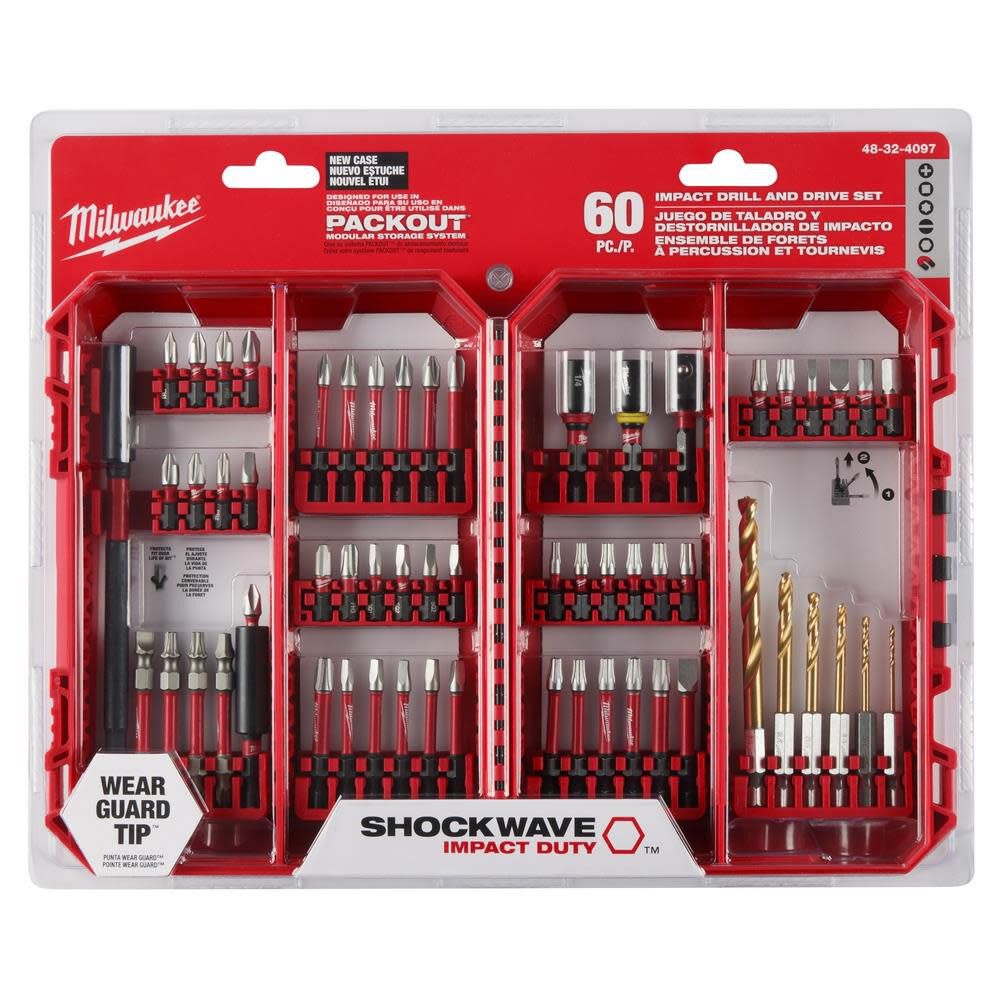 Milwaukee SHOCKWAVE Impact Duty Drill & Drive Set 60pc 48-32-4097 ...