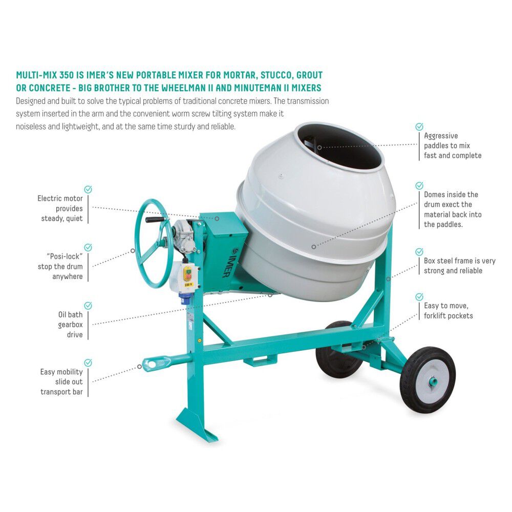 IMER Multi Mix 350 12 Cu-Ft. 110V 1.5HP Portable Electric Mixer 1105802 ...