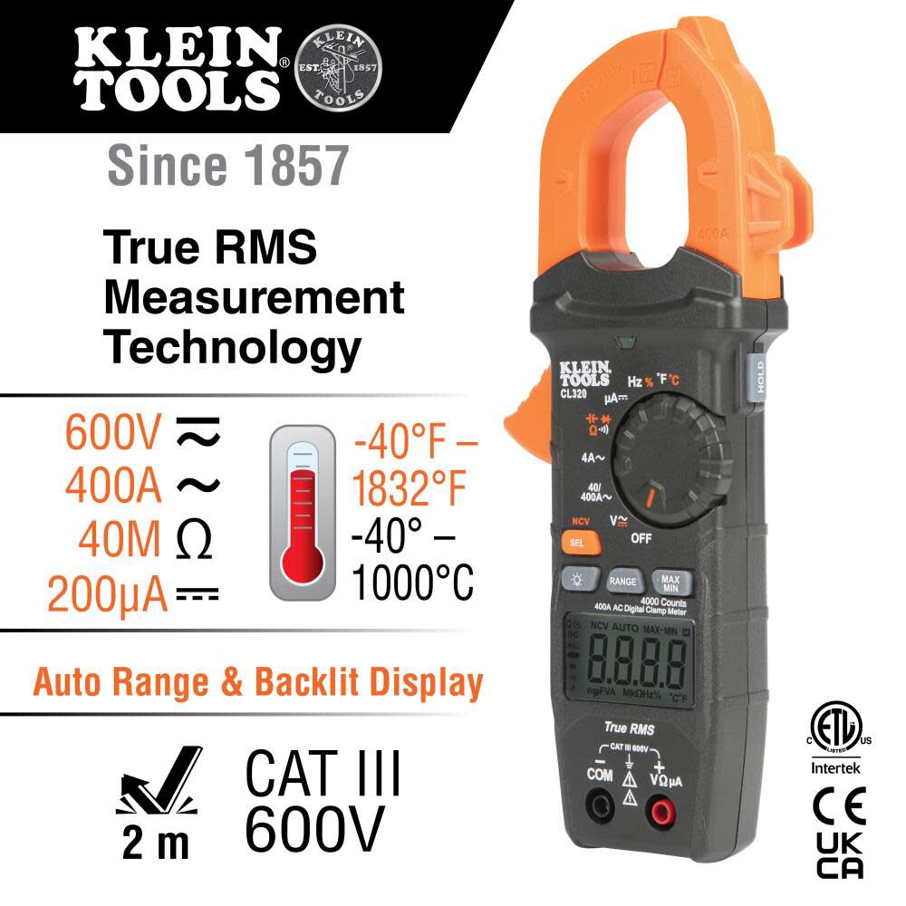 Klein Tools HVAC Digital Clamp Meter CL320 from Klein Tools - Acme Tools