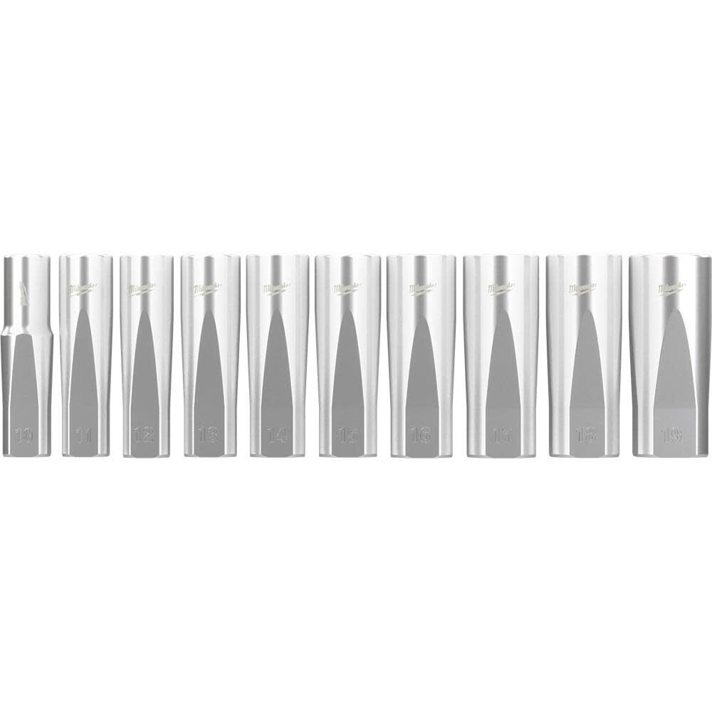 Milwaukee 10pc 3/8 in. Metric Deep Well Sockets with FOUR FLAT Sides 48 ...