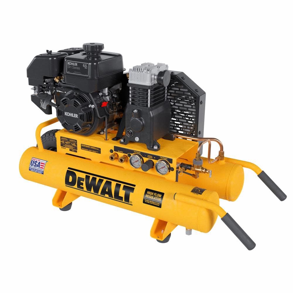 DEWALT 8 Gallon Air Compressor 175 PSI Kohler Gas Powered Wheelbarrow ...