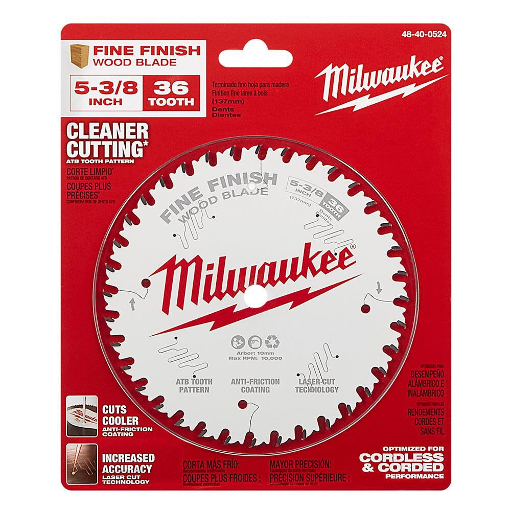 Milwaukee 5-3/8 in. 36T Fine Finish Circular Saw Blade 48-40-0524 ...