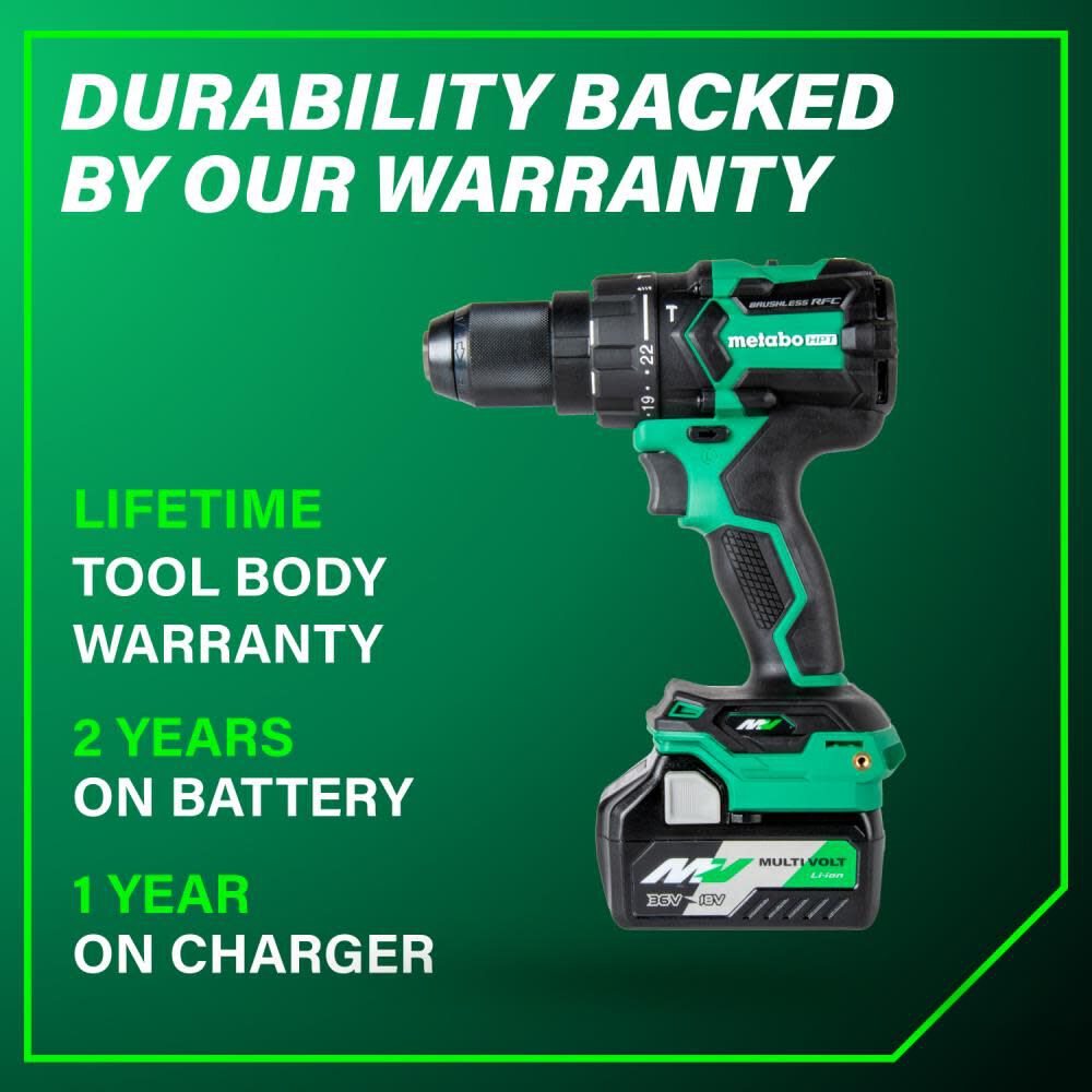 Metabo HPT 36V MultiVolt Cordless Brushless 1/2in Hammer Drill Kit ...