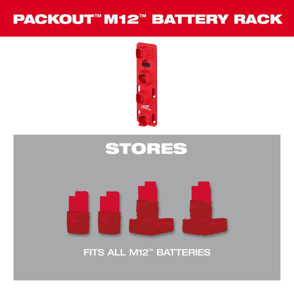 Milwaukee PACKOUT M12 Battery Rack 48-22-8338 from Milwaukee - Acme Tools