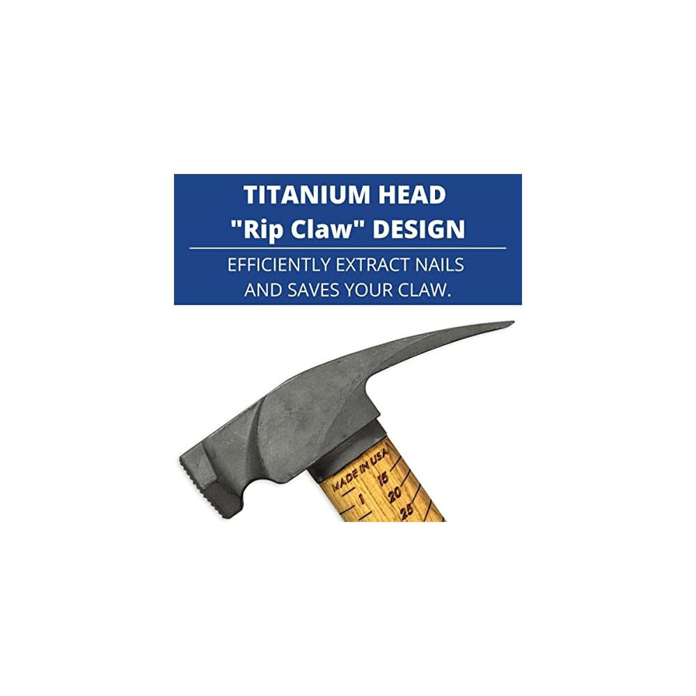 Boss Hammers 14oz Titanium Head Smooth Face Hammer with Hickory Handle ...