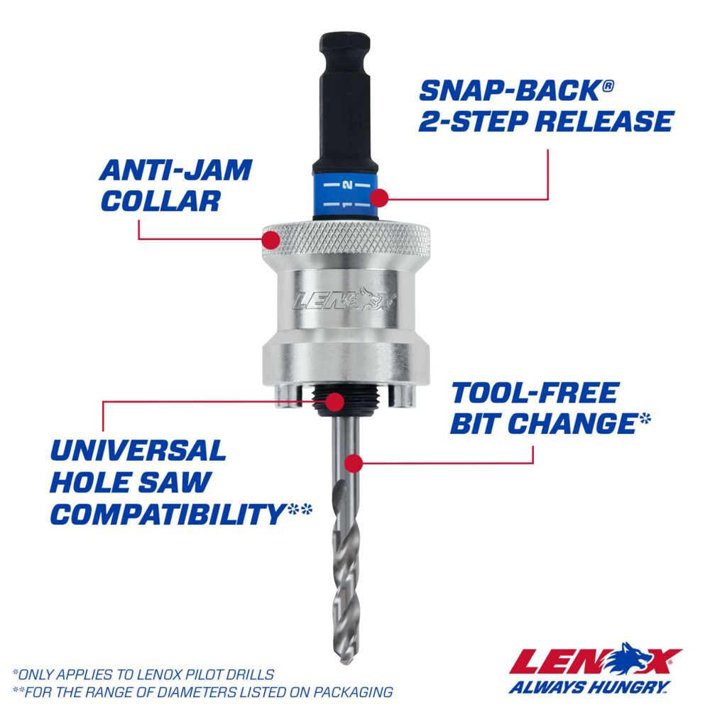 Lenox 1 1/4 - 6in Quick Change Arbor 1/2 Shank LXAH9912PBM - Acme Tools