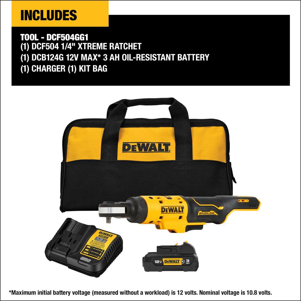 DEWALT XTREME 12V MAX 1/4in Ratchet Brushless Kit DCF504GG1 - Acme Tools