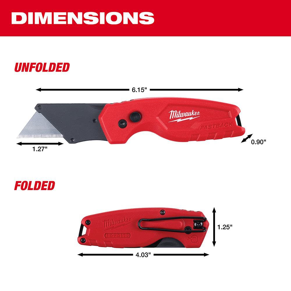 Milwaukee FASTBACK Compact Folding Utility Knife 48-22-1500 - Acme Tools