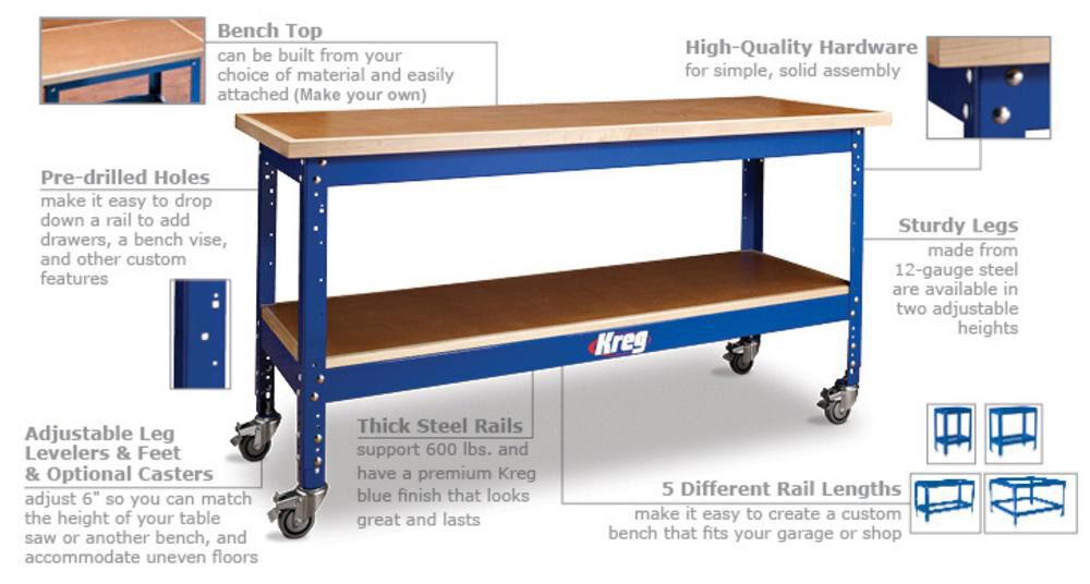 Kreg Standard-Height Universal Bench Legs (Set of 4) KBS1000 - Acme Tools