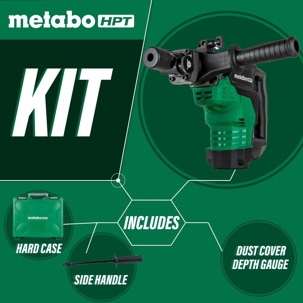 Metabo HPT 10A 1-9/16 in. Corded 2 Mode Spline Shank Rotary Hammer ...