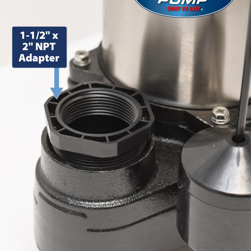 Superior Pump 1/2 HP Stainless Steel and Cast Iron Sump Pump with ...