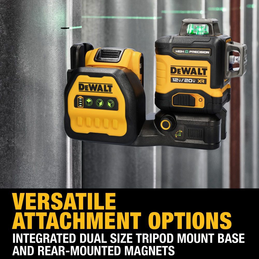 DEWALT 20V MAX* XR 3 x 360 High Precision Green Laser Level DCLE34033D1 ...
