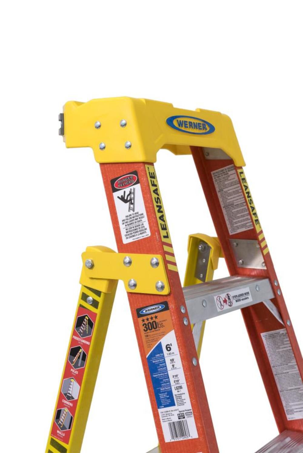 Werner 8Ft LEANSAFE Type IA Fiberglass Leaning Ladder L6208 - Acme Tools
