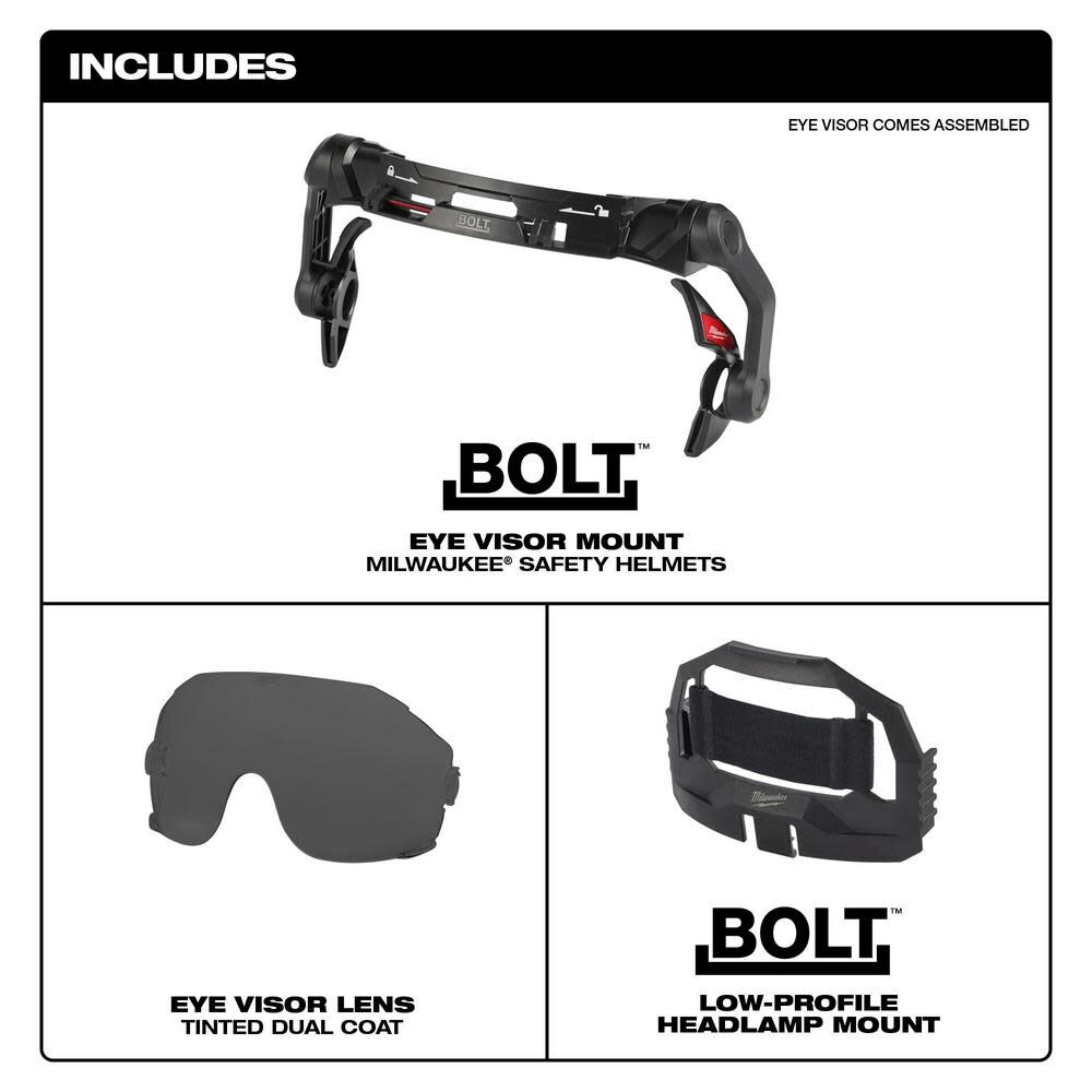 Milwaukee BOLT Eye Visor Tinted Dual Coat Lens Compatible with Safety ...