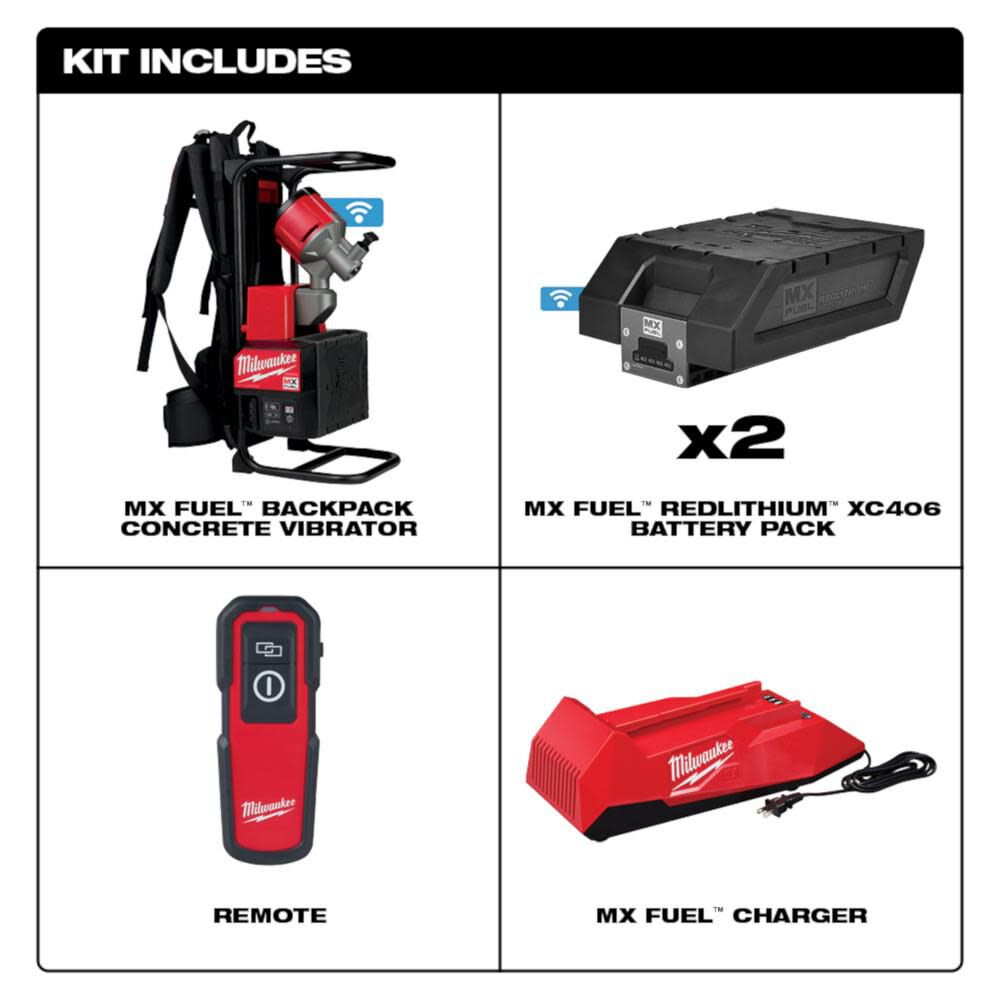 Milwaukee MX FUEL Backpack Concrete Vibrator Kit MXF371-2XC from ...