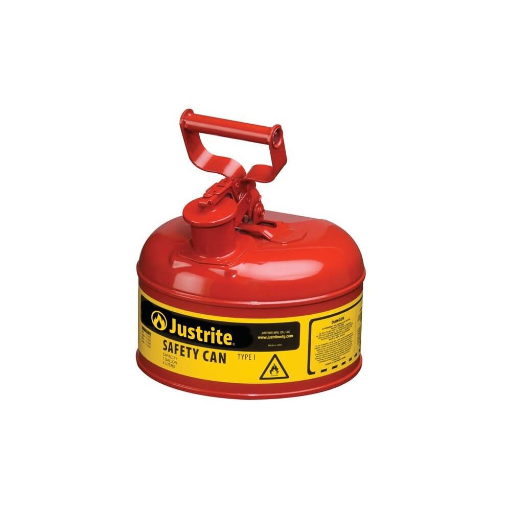 Justrite 1 Gal Steel Safety Red Gas Can Type I with Flame Arrester ...