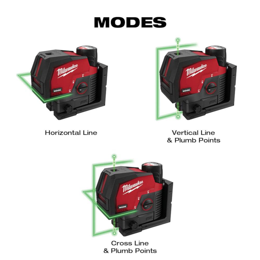 Milwaukee M12 Green Beam Laser Cross Line and Plumb Points (Bare Tool) 3622-20 - Acme Tools