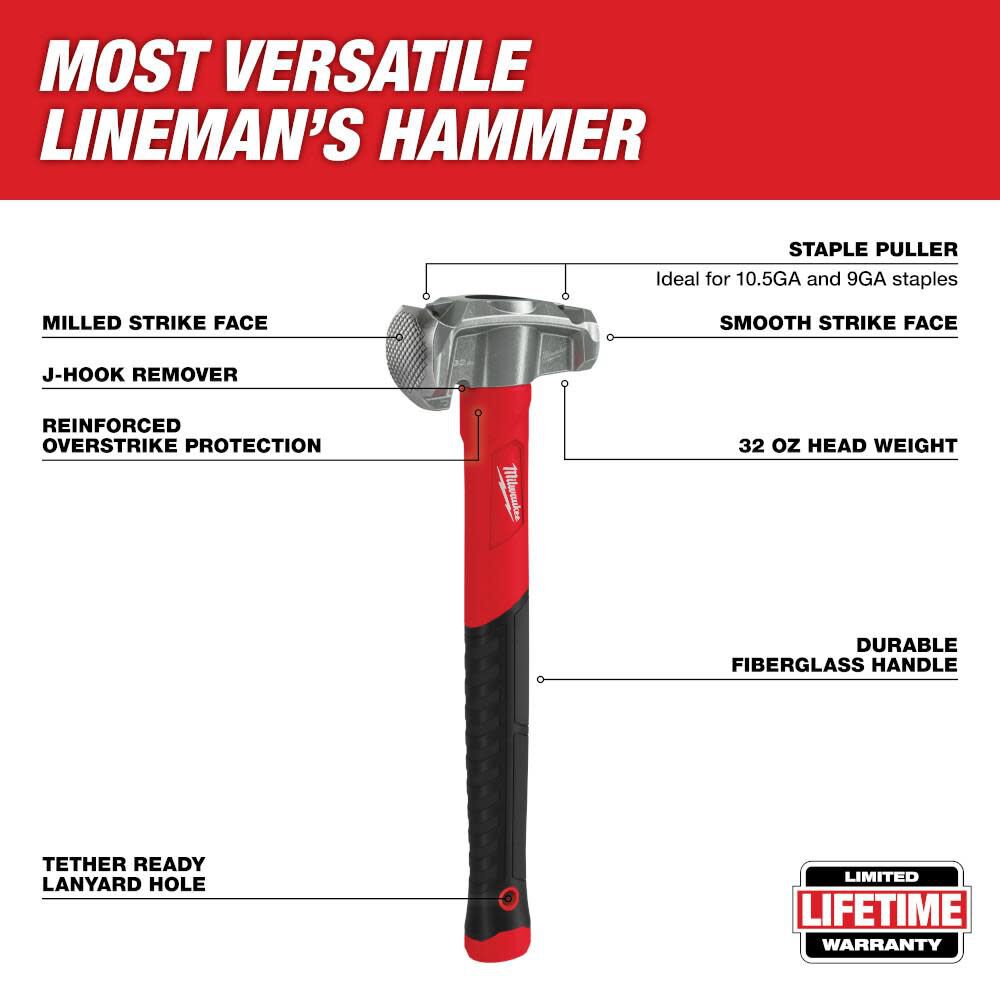 Milwaukee Lineman Hammer 4 in 1 48-22-9040 - Acme Tools