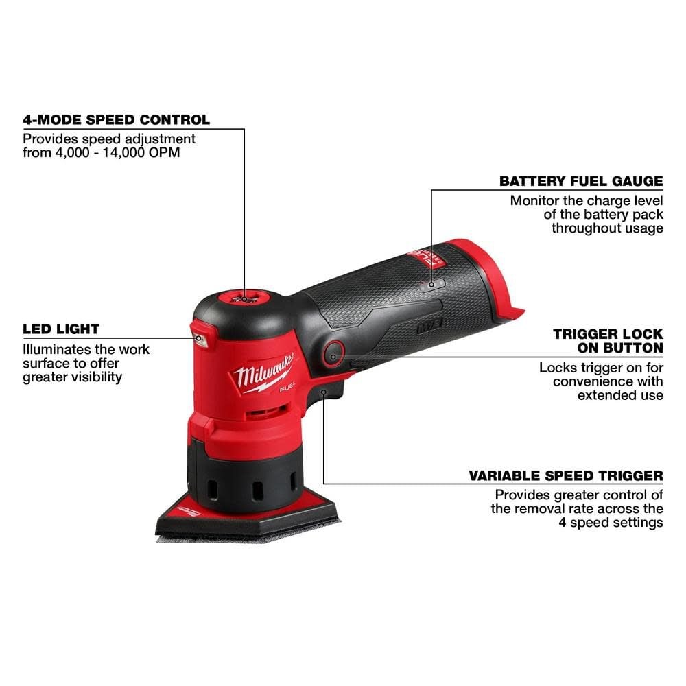Milwaukee M12 FUEL Orbital Detail Sander (Bare Tool) 2531-20 - Acme Tools