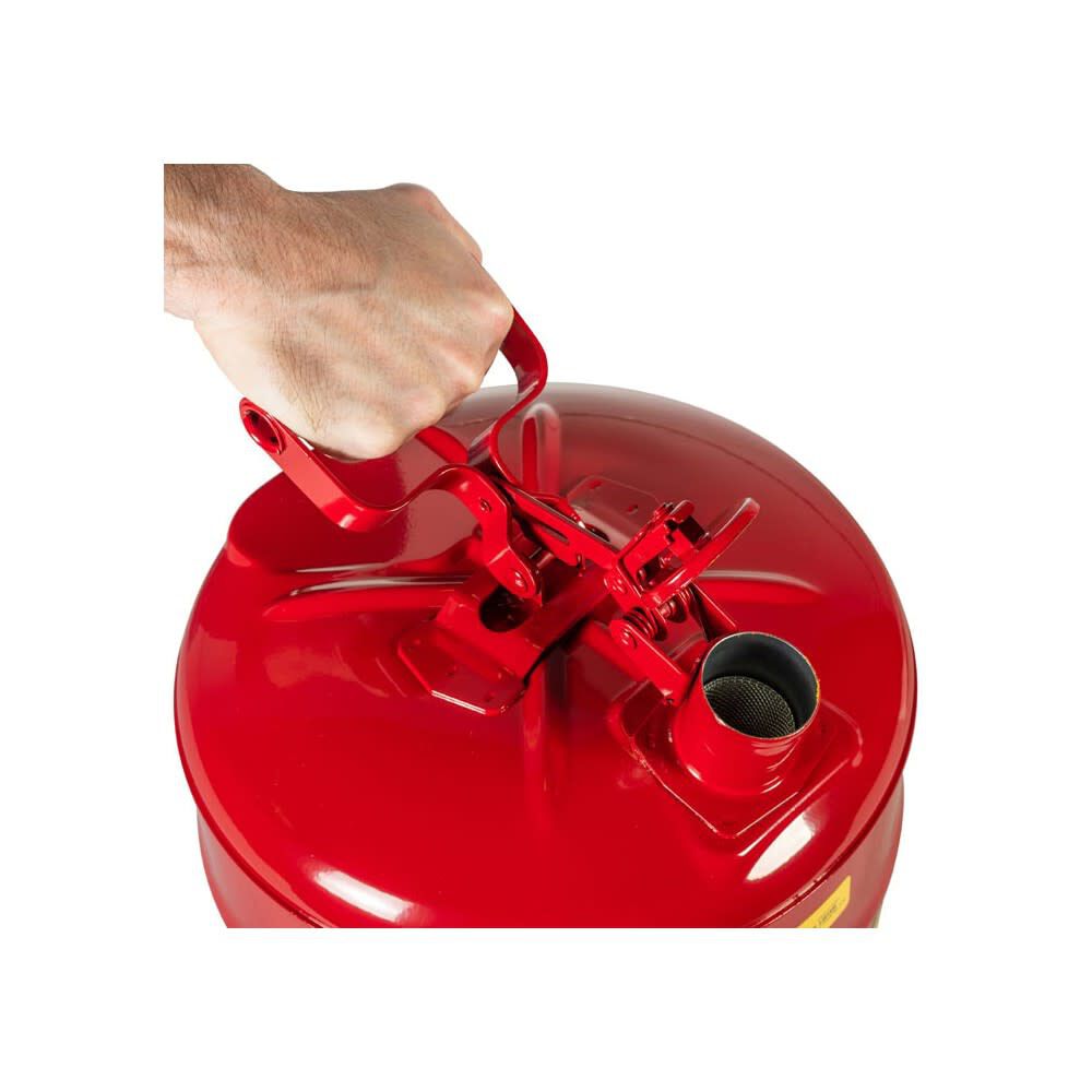 Justrite 5 Gal Steel Safety Red Gas Can Type I with Flame Arrester ...