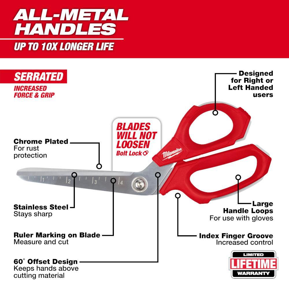 Milwaukee Jobsite Offset Scissors 48-22-4047 - Acme Tools