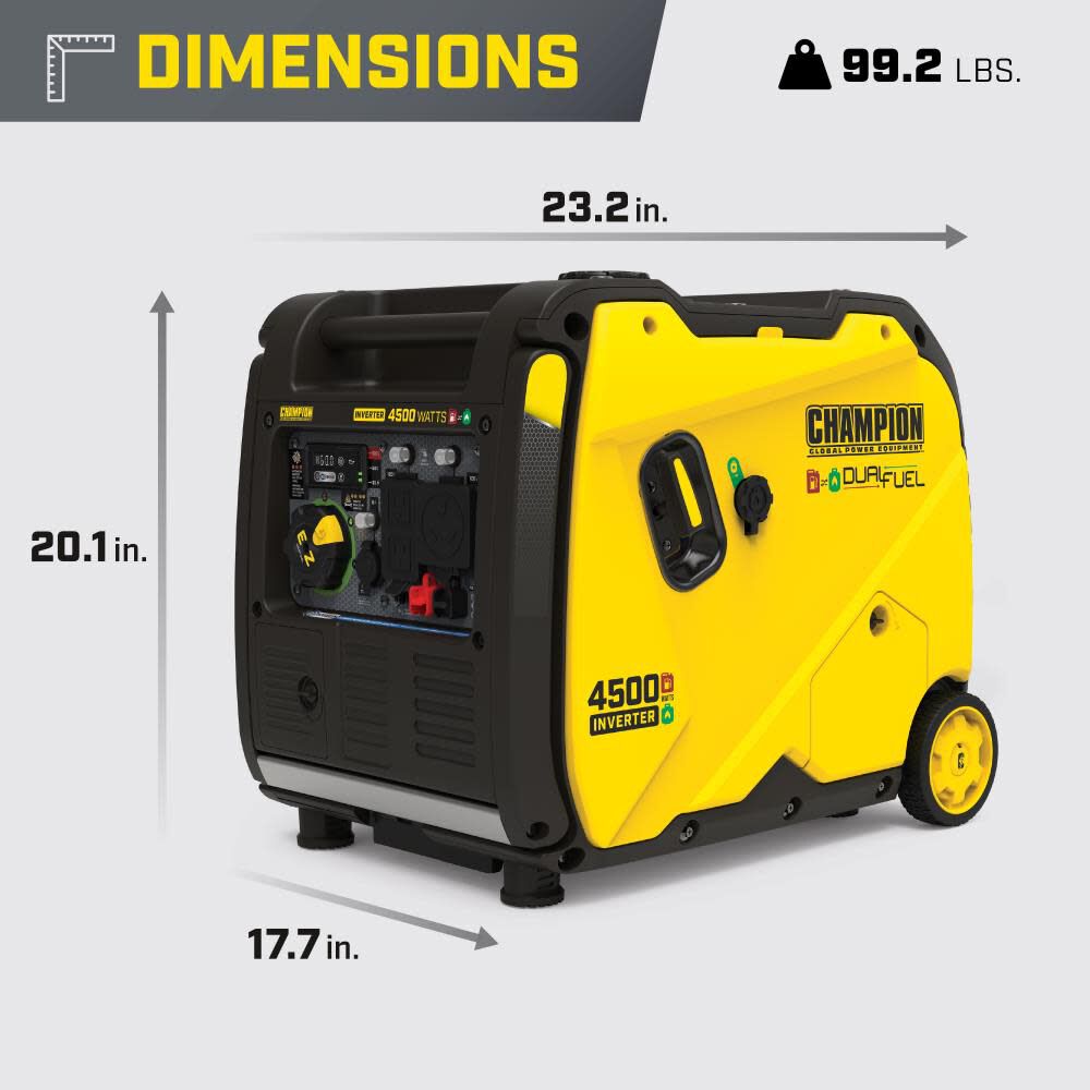 Champion Power Equipment 4500-Watt Portable Dual Fuel Inverter ...