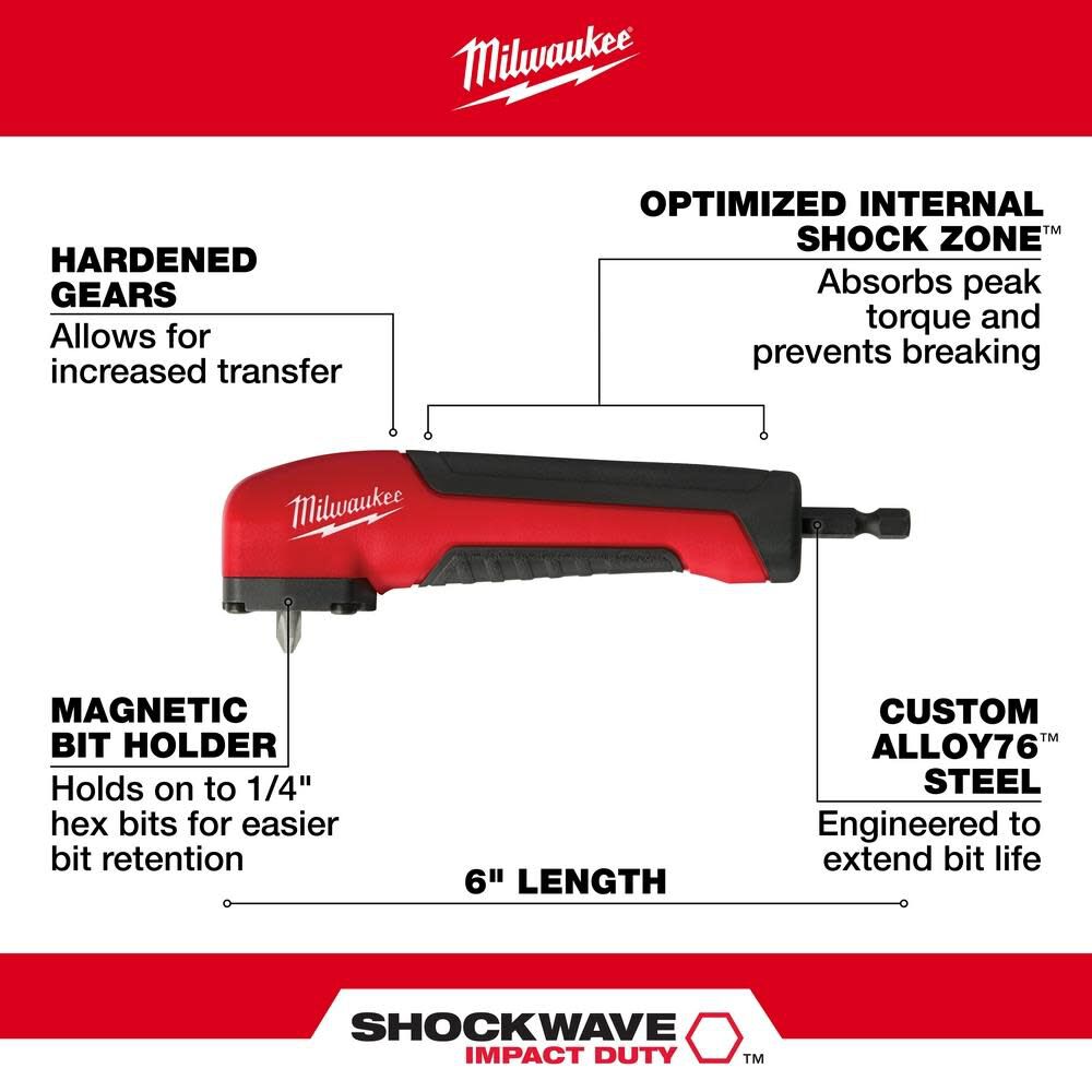 Milwaukee SHOCKWAVE Right Angle Adapter 48-32-2390 - Acme Tools