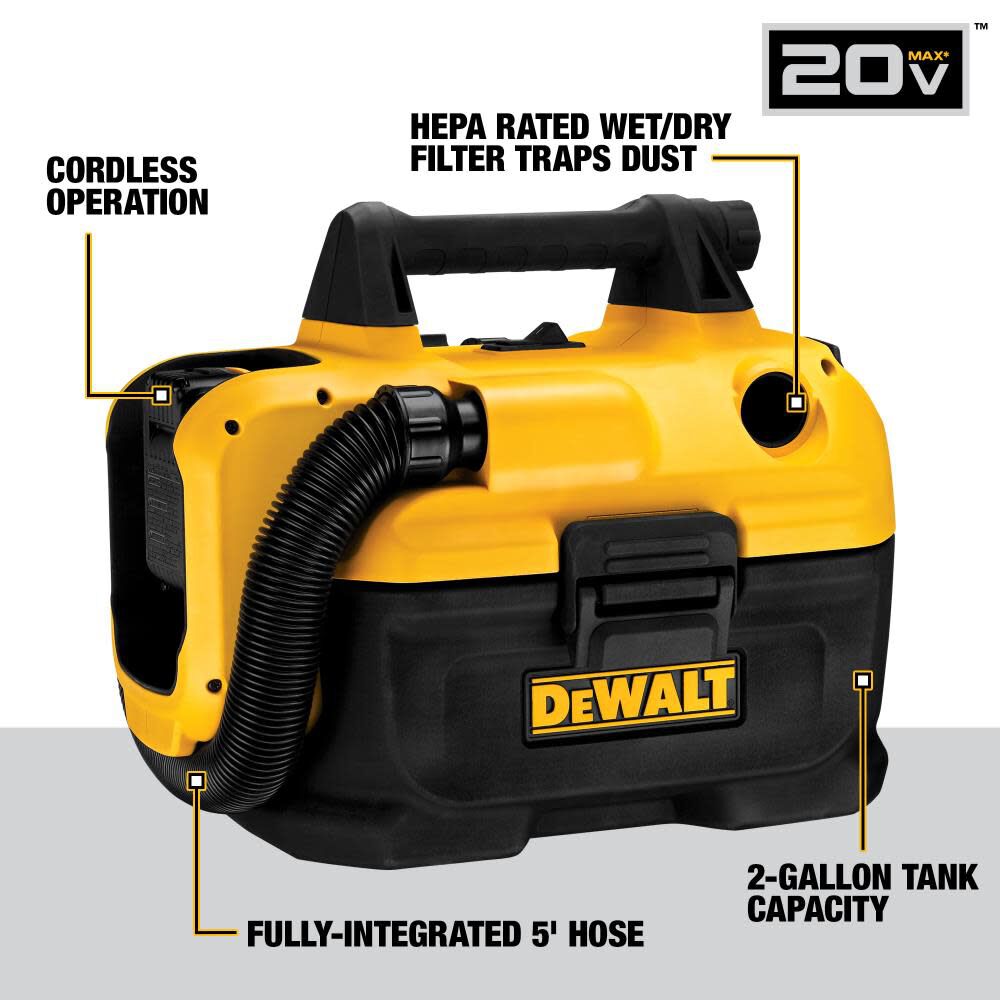 DEWALT 20V MAX CORDLESS WET/DRY VAC DCV580H from DEWALT - Acme Tools