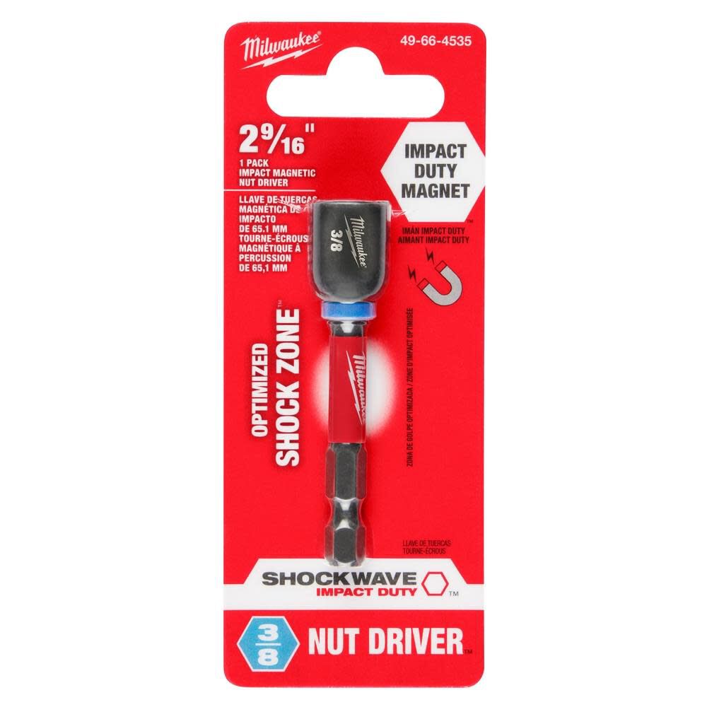 Milwaukee SHOCKWAVE 2-9/16 in. Magnetic Nut Driver 3/8 in. 49-66-4535 ...