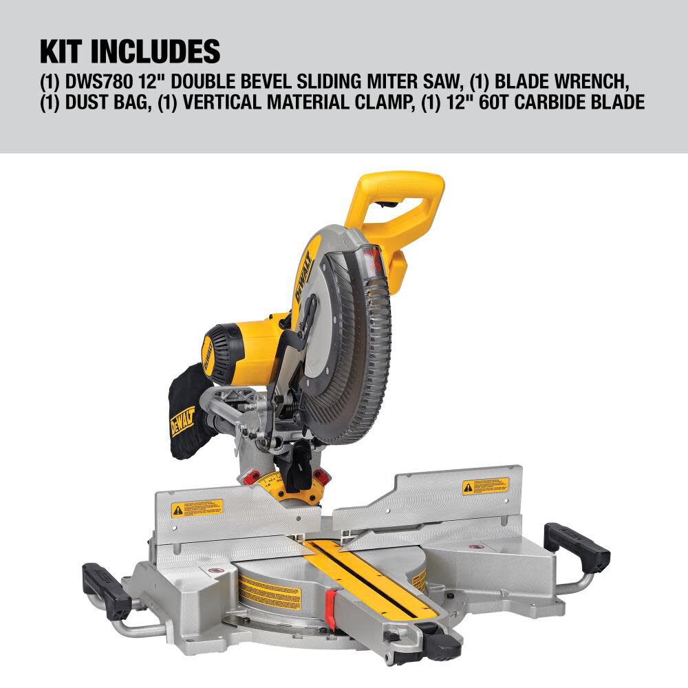 DEWALT 12 in Double Bevel Sliding Compound Miter Saw with Wheeled Saw Stand Bundle DWS780-DWX726 ...