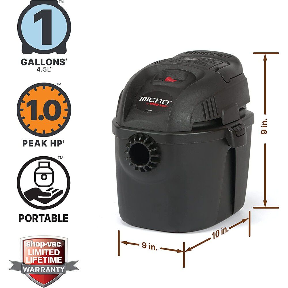 Shop Vac Micro Wet/Dry Vacuum 1 Gallon 1.0 Peak HP 2021005 - Acme Tools
