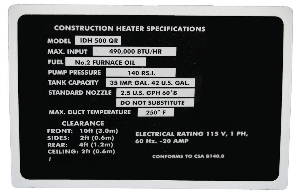 Frost Fighter Indirect Fired 500k BTU Portable Heater System (OIL ...