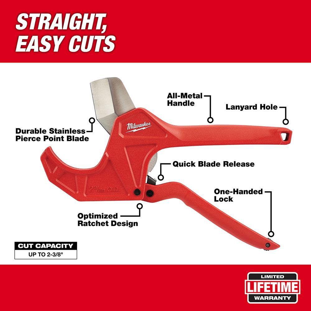 Milwaukee 2-3/8 in. Ratcheting Pipe Cutter 48-22-4215 - Acme Tools