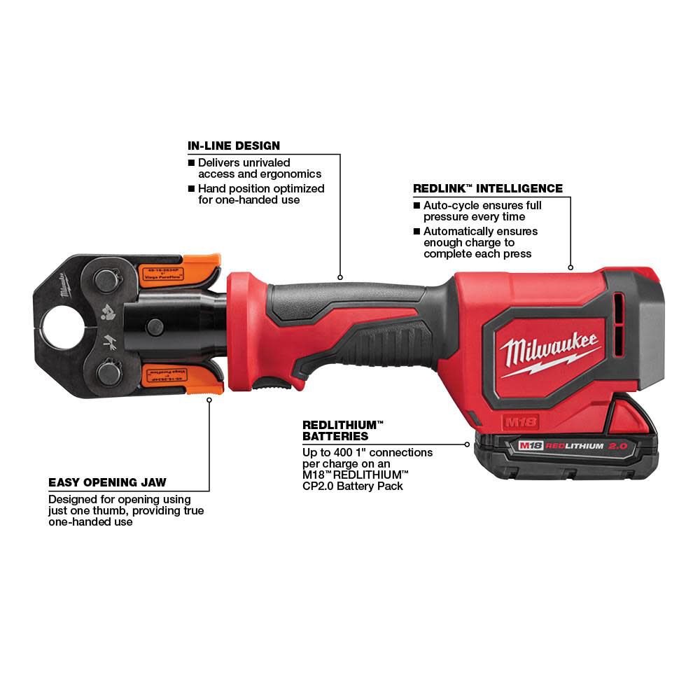 Milwaukee M18 Short Throw Press Tool Kit with Viega PureFlow Jaws 2674 ...
