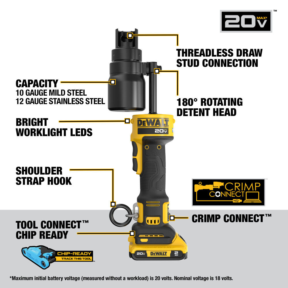 DEWALT 20V MAX 1/2in to 2in Knock Out Tool DCE600D1K2 - Acme Tools