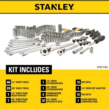 Stanley 145 Piece Mechanics Tool Set STMT71653 from Stanley - Acme Tools