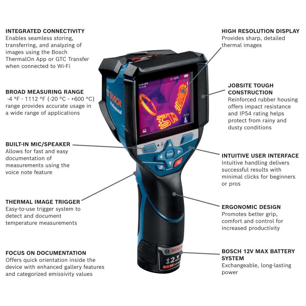 Bosch 12V Max Connected Thermal Camera GTC600C - Acme Tools