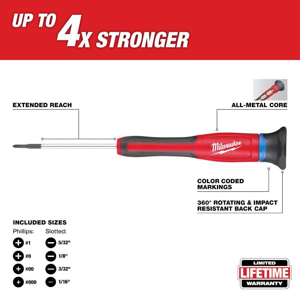Milwaukee Precision Screwdriver Set 8pc 48-22-2614 - Acme Tools
