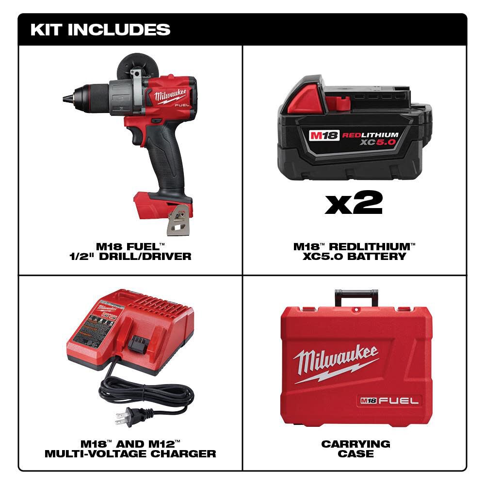 Milwaukee M18 FUEL 1/2inch Drill Driver Kit 2803-22 - Acme Tools