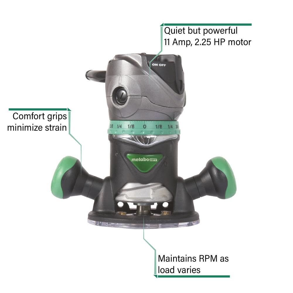 Metabo HPT 2.25 Peak HP Variable Speed Fixed Base Router M12VCM - Acme ...