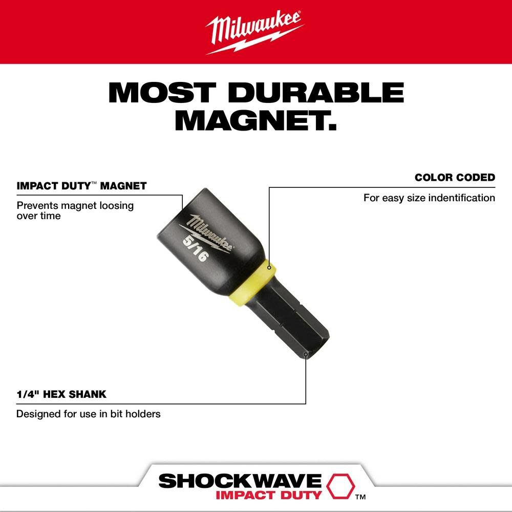 Milwaukee SHOCKWAVE Impact Duty Insert Magnetic Nut Driver Set 5PC 49 ...