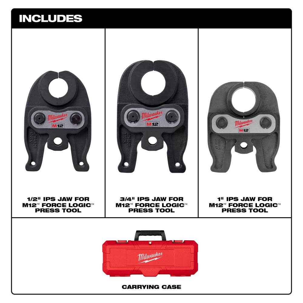 Milwaukee 1/2inch-1inch IPS-P Press Jaw Kit For M12 FORCE LOGIC Press ...