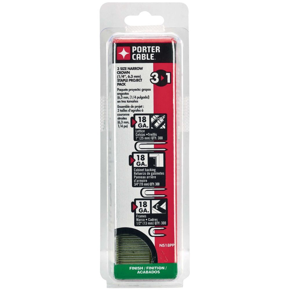 Porter Cable 18-Gauge Narrow Crown Staples Project Pack NS18PP - Acme Tools