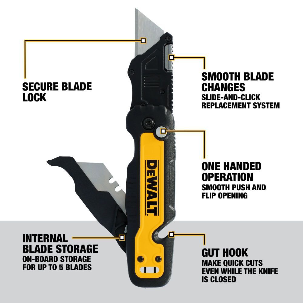 DEWALT Push & Flip Folding Utility Knife with Storage DWHT10992 - Acme ...